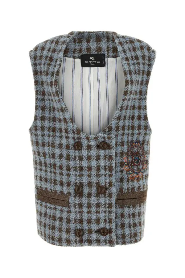 Etro Embroidered Wool Blend Vest - Printed