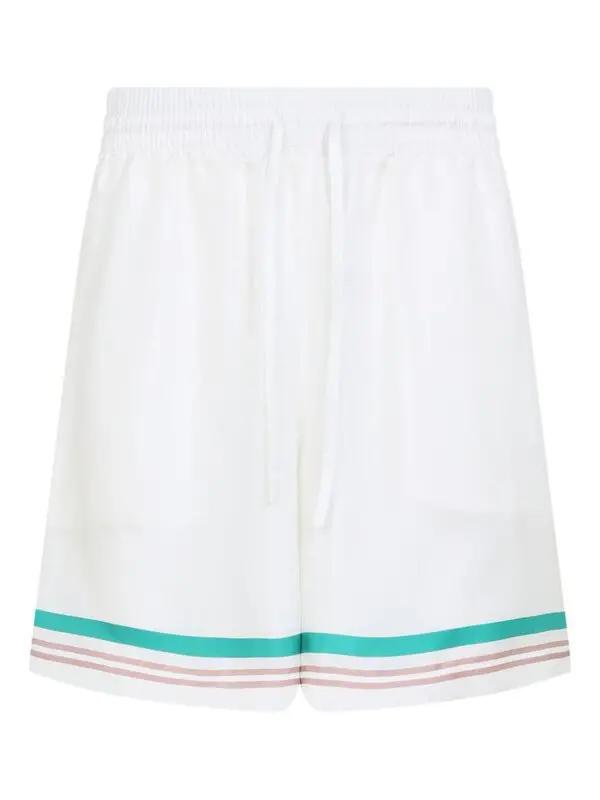 Casablanca Striped Hem Silk Shorts - White