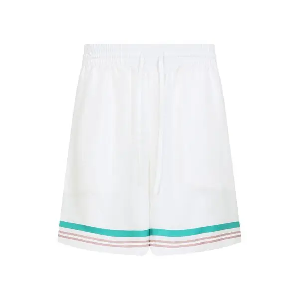 Casablanca Drawstring Silk Shorts - White