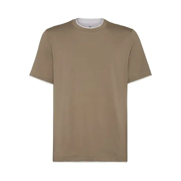 Brunello Cucinelli Cotton T-shirt With Jewel Detail - Beige