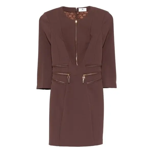 Elisabetta Franchi Fitted Bodice Dress - Brown