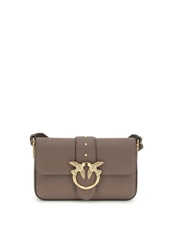 Pinko Leather Love Shoulder Bag - Brown