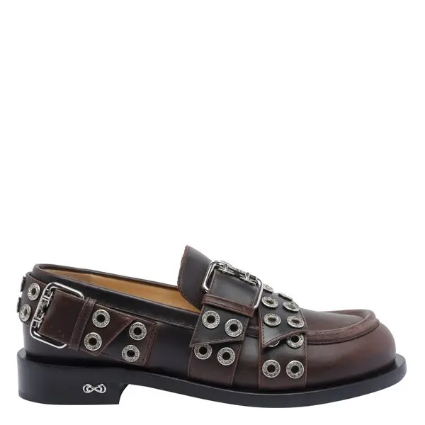 Mach & Mach Buckle Belt Vintage Loafers - Brown