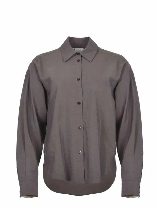 ALYSI Silk Crepe Button-down Shirt - Brown