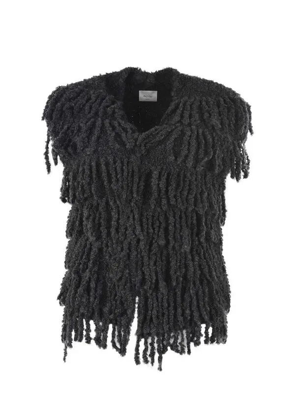 ALYSI Mohair & Wool-blend Vest With Fringe