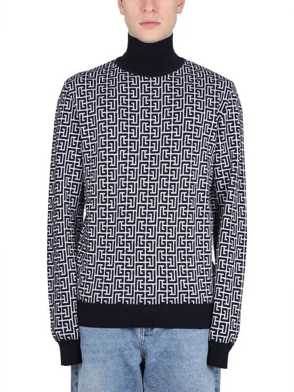 Balmain Monogram Logo High Neck Shirt