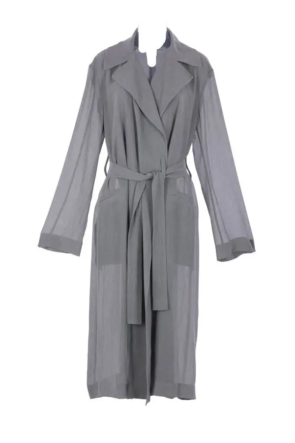 Alberta Ferretti Viscose Creponne Trench Coat - Grey