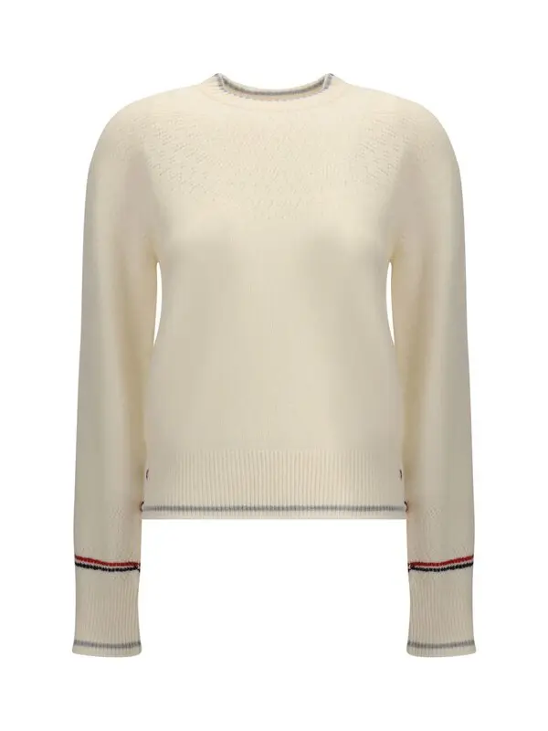 Thom Browne Pointelle Wool Sweater - White
