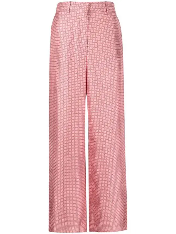 LANVIN Geometric-print Wide-leg Trousers - Multicolour