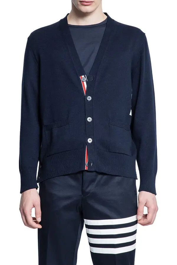 Thom Browne Relaxed Fit V-neck Cotton Cardigan