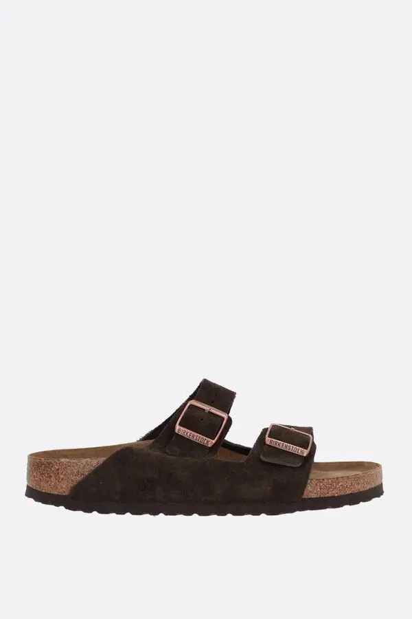 BIRKENSTOCK Suede Flat Sandals - Mocca
