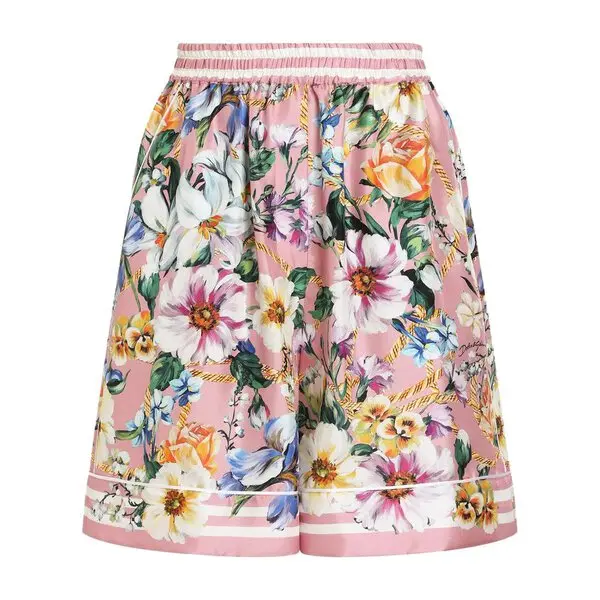 Dolce & Gabbana Floral-printed Silk Shorts