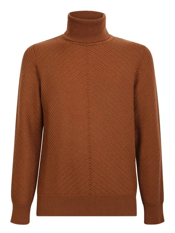 LARDINI Wool High-neck Pullover - Brown
