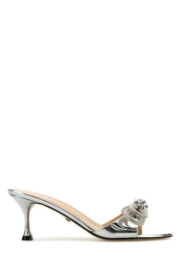 Mach & Mach Double Bow Mules - Silver