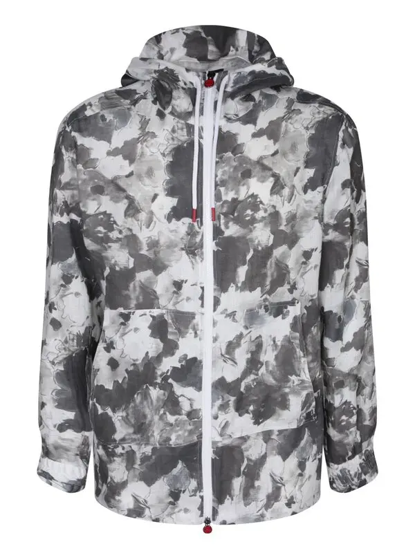 Kiton Hooded Camouflage Print Linen Sweatshirt