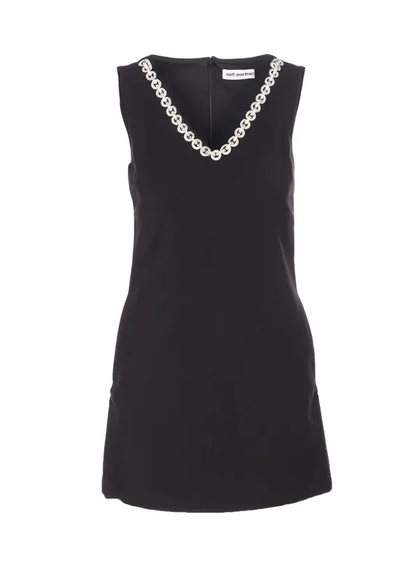 SELF-PORTRAIT Crystal Mini Dress - Black