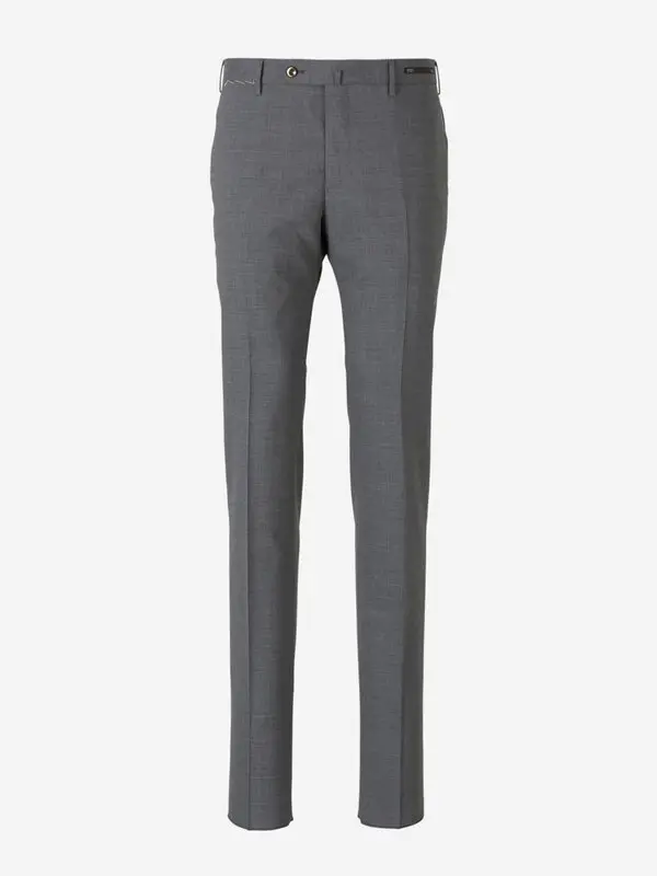PT TORINO Formal Slim Fit Wool Trousers - Light Grey