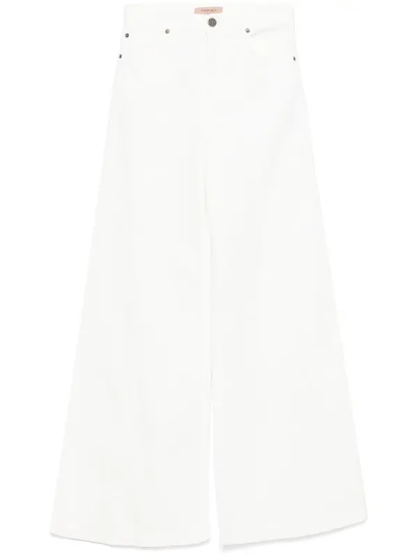 TWINSET Belted Wide Leg Trousers - White