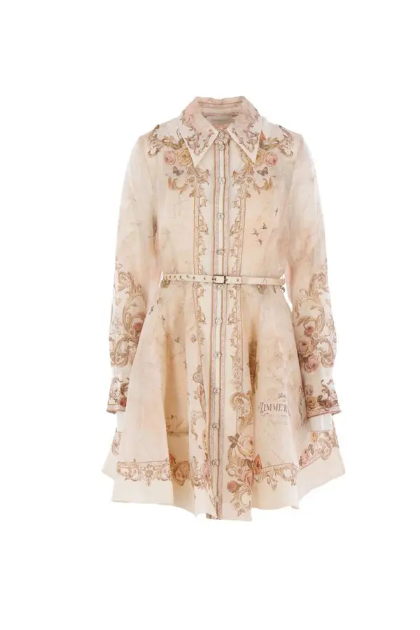 Zimmermann Printed Mini Shirt Dress - Map Print