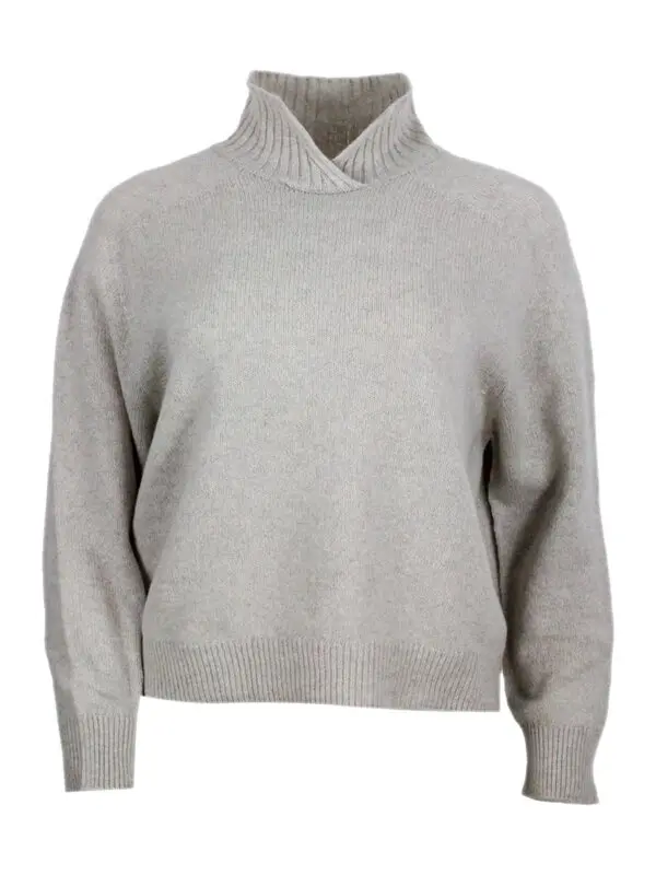 Malo Open Turtleneck Cashmere Sweater - White