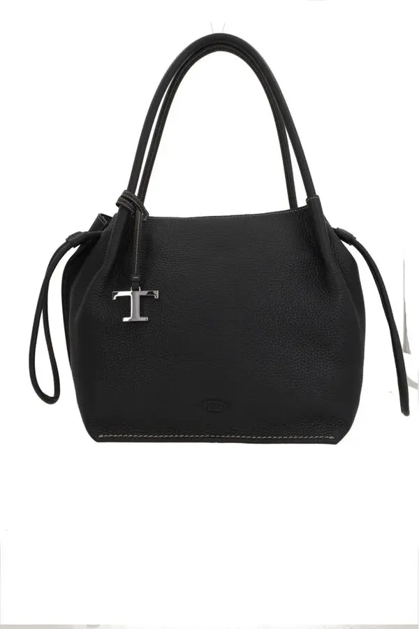 TOD'S Pebbled Leather Bucket Bag - Black