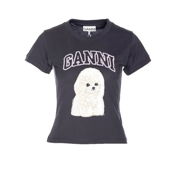 GANNI Basic Cotton Jersey T-shirt - Grey