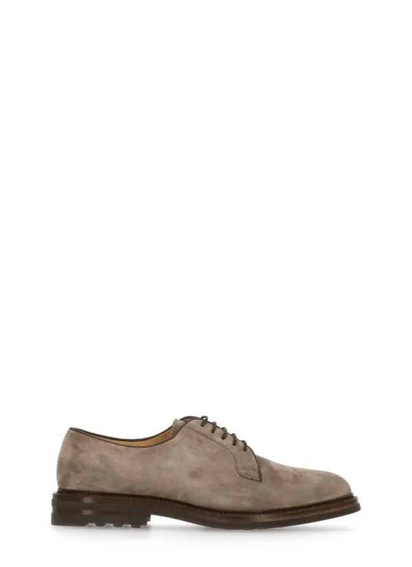 Brunello Cucinelli Suede Leather Lace-up Flat Shoes - Brown