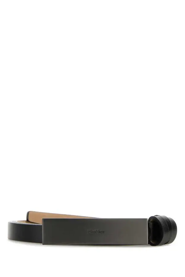 Max Mara Leather Newplate15 Belt - Black