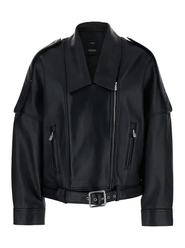 Pinko Confine Leather Biker Jacket