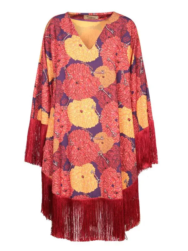 ALESSANDRO ENRIQUEZ Long-sleeve Mini Dress With Fringes - Multicolor