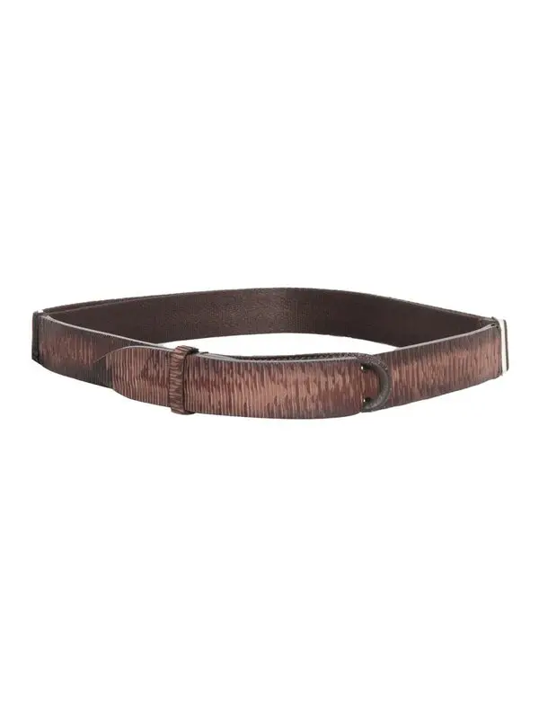 ORTIGNI Leather No Buckle Belt - Brown