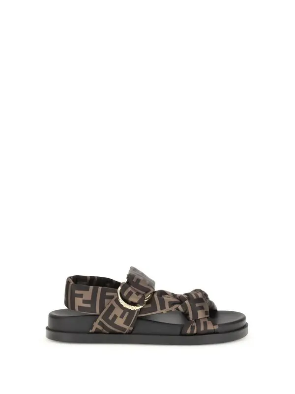 Fendi Ff Satin Sandals - Brown