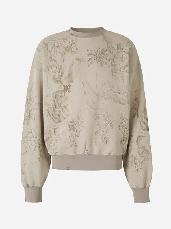 Palm Angels Pencil Cotton Sweatshirt - Beige