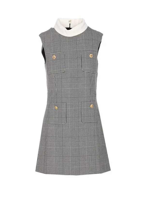 SELF-PORTRAIT Checked Mini Dress - Grey