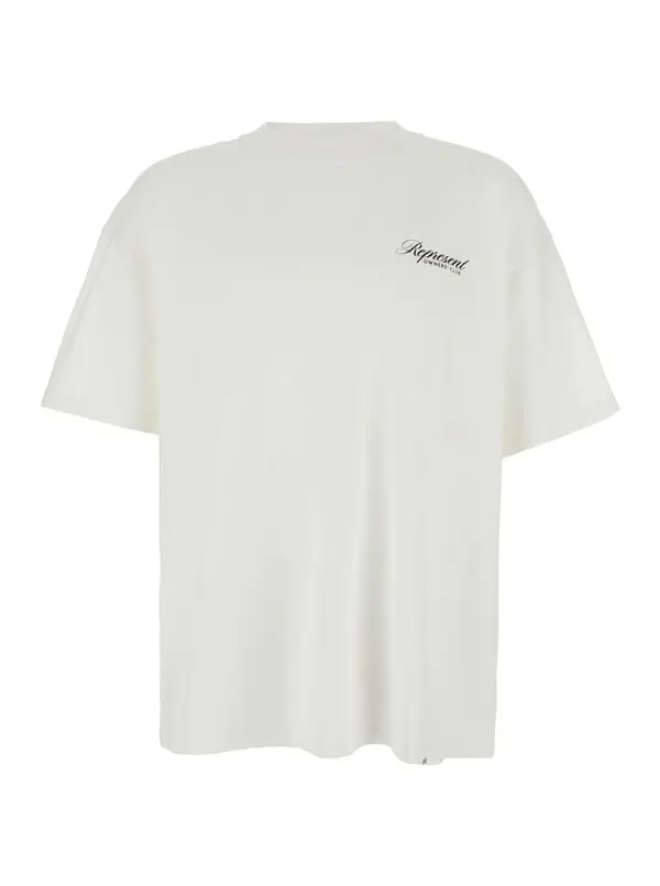 REPRESENT Crewneck T-shirt With With Front And Back Owners Club Print In Cotton - White