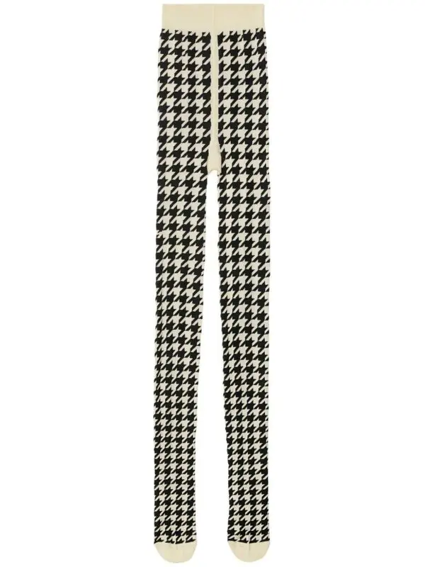 Burberry Herringbone-print Cotton-blend Tights