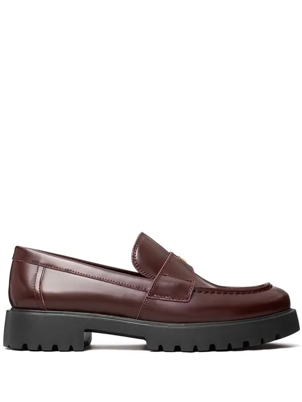 Tory Burch Double T Leather Ballerinas - Plum
