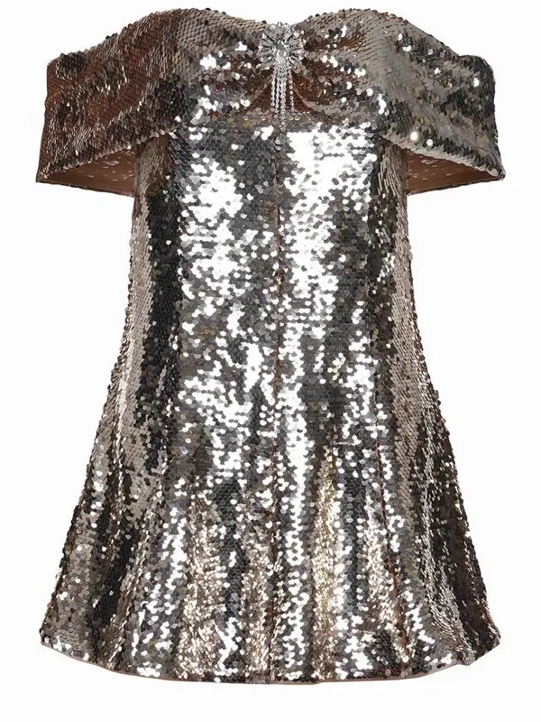 SELF-PORTRAIT Sequin Embellished Mini Dress - Dorato
