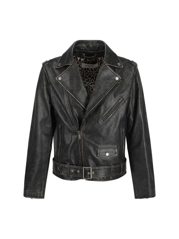 Golden Goose Leather Biker Jacket - Brown