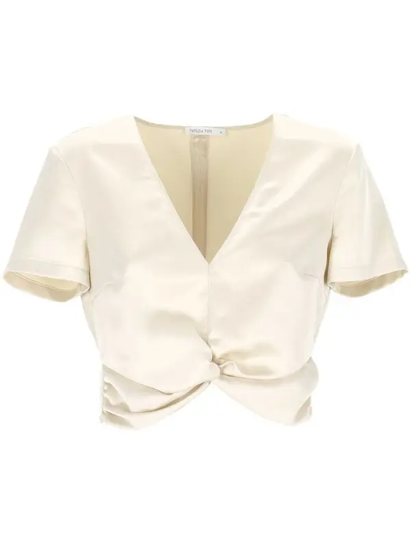 Patrizia Pepe Satin Top - Ceramic Ivory