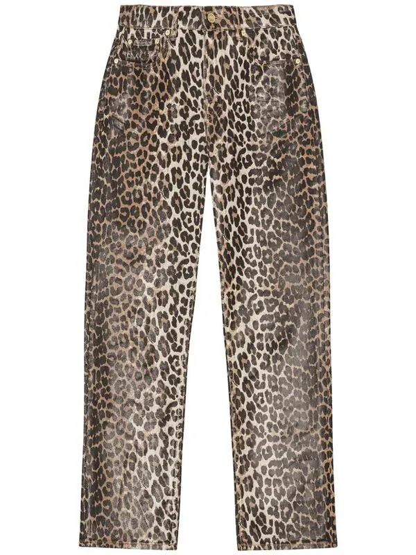 GANNI Foil Print Denim Carri Chain Jeans - Multicolor