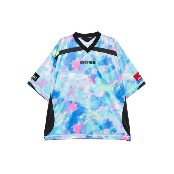 Martine Rose Watercolour Print V-neck Sweater - Blue