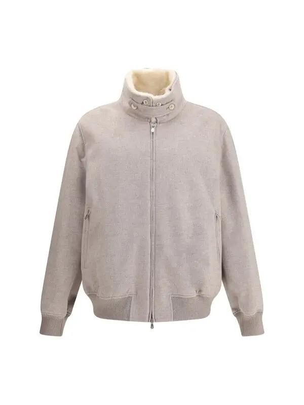 Brunello Cucinelli Cashmere Bomber Jacket - Beige