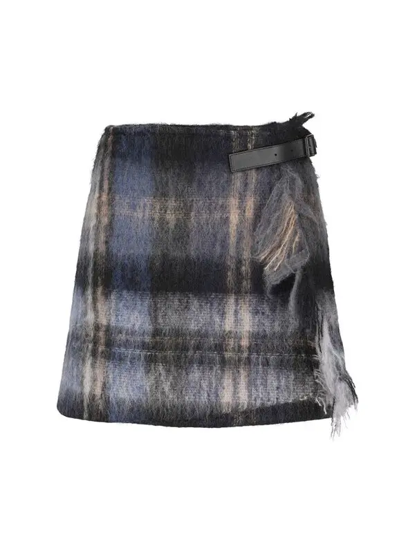 Loewe Mohair And Wool-blend Plaid Wrap Skirt - Multicolour