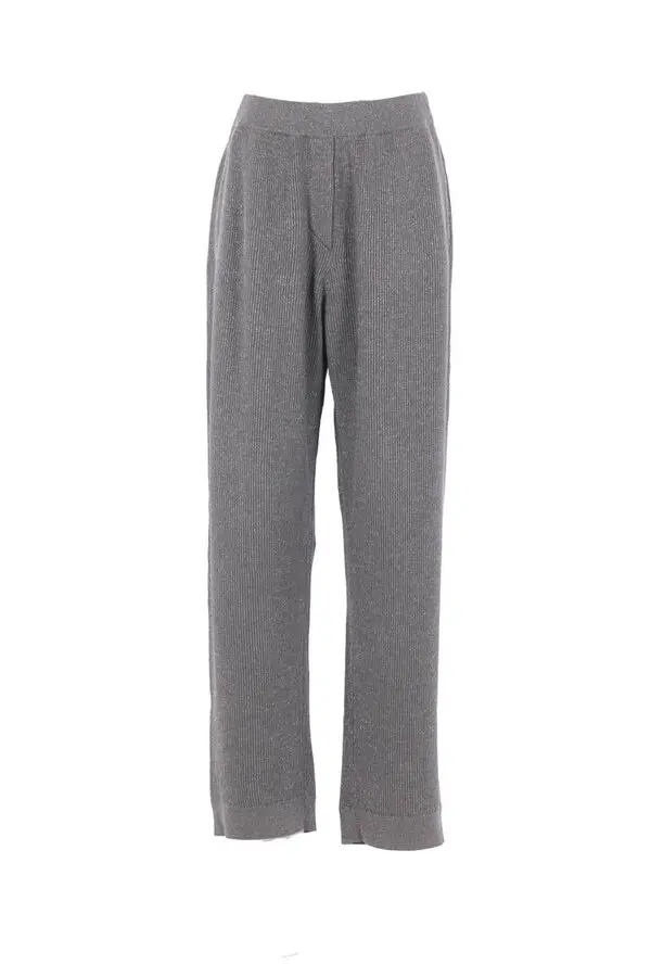 Brunello Cucinelli Ribbed Knit Trousers - Dark Gray+light Gray