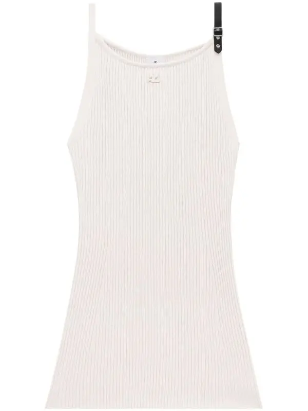 COURREGES Ribbed Knit Mini Dress - Lime Stone