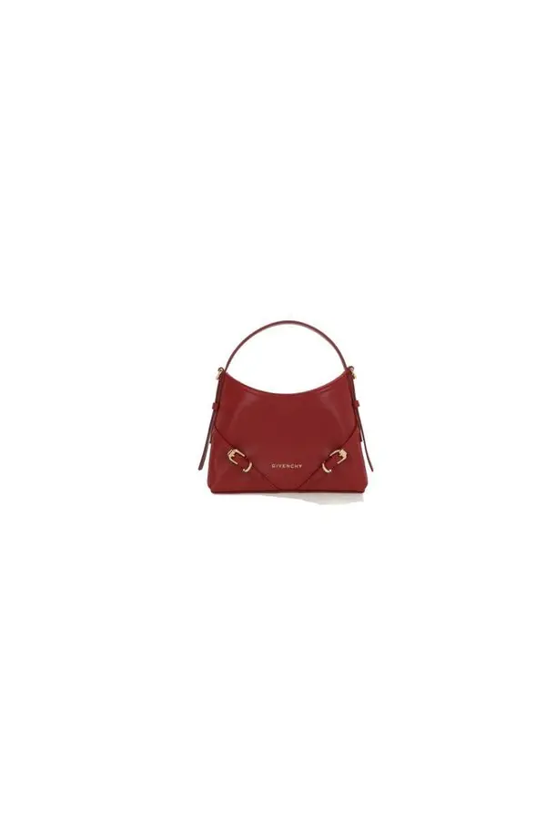 Givenchy Leather Handbag With Embossed Logo - Dark Red