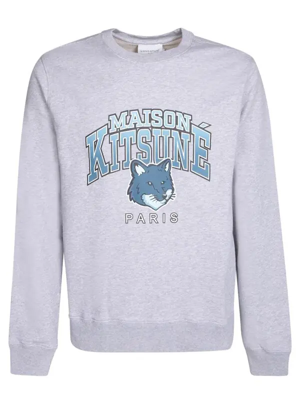 Maison Kitsuné Campus Fox Crewneck Sweatshirt - Grey