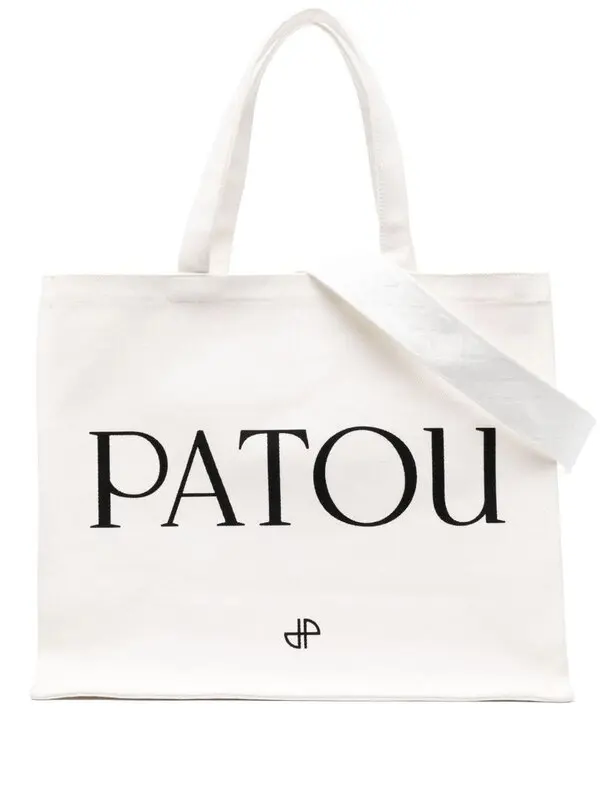 Patou Logo Print Tote Bag - White