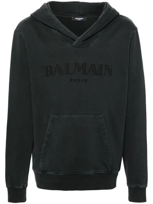 Balmain Logo Cotton Sweatshirt - Grey